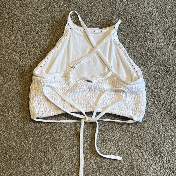 Hollister | Tops | Cute Cross Back White Crochet Tank Top | Poshmark